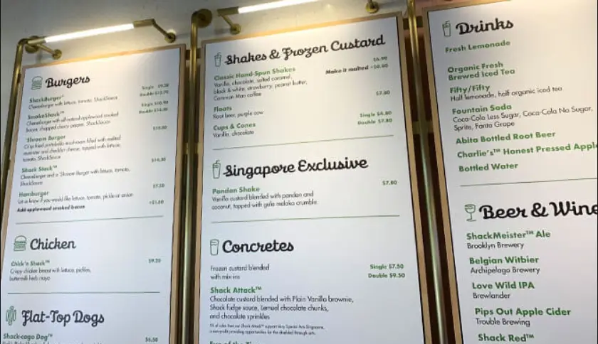 Shake Shack Singapore Menu Prices 2024